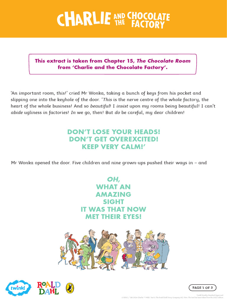 Charlie and The Chocolate Factory Reading Comprehension Ages 9 11 Main ...