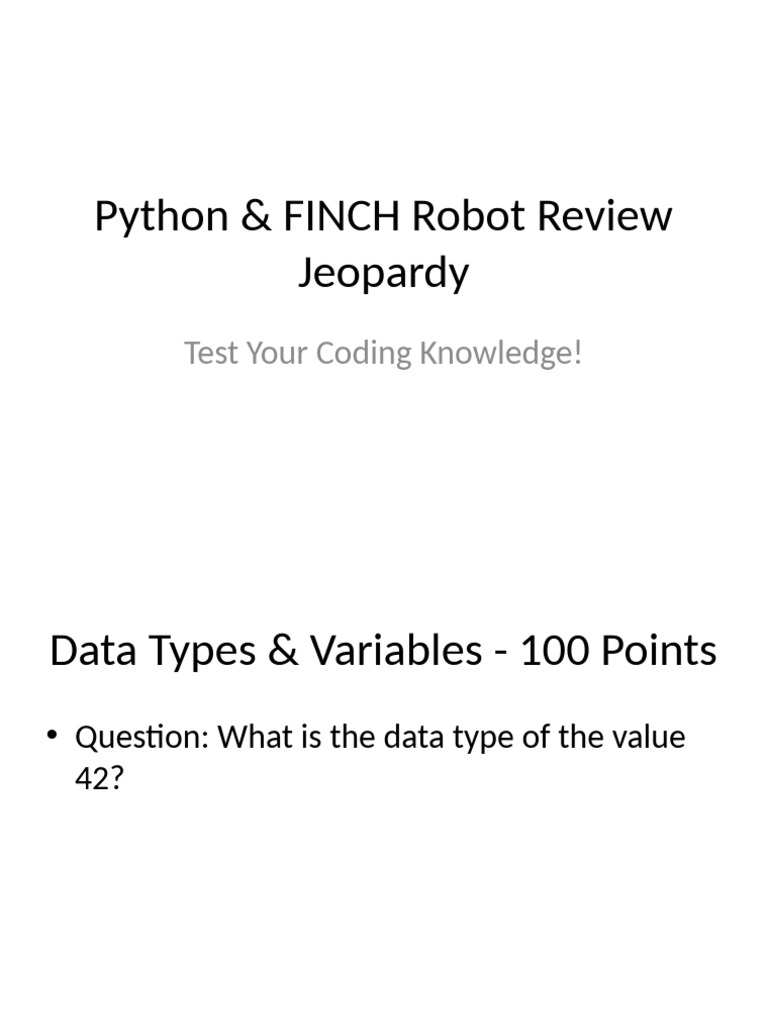 Jeopardy Game Python Finch Updated | PDF | Python (Programming Language ...