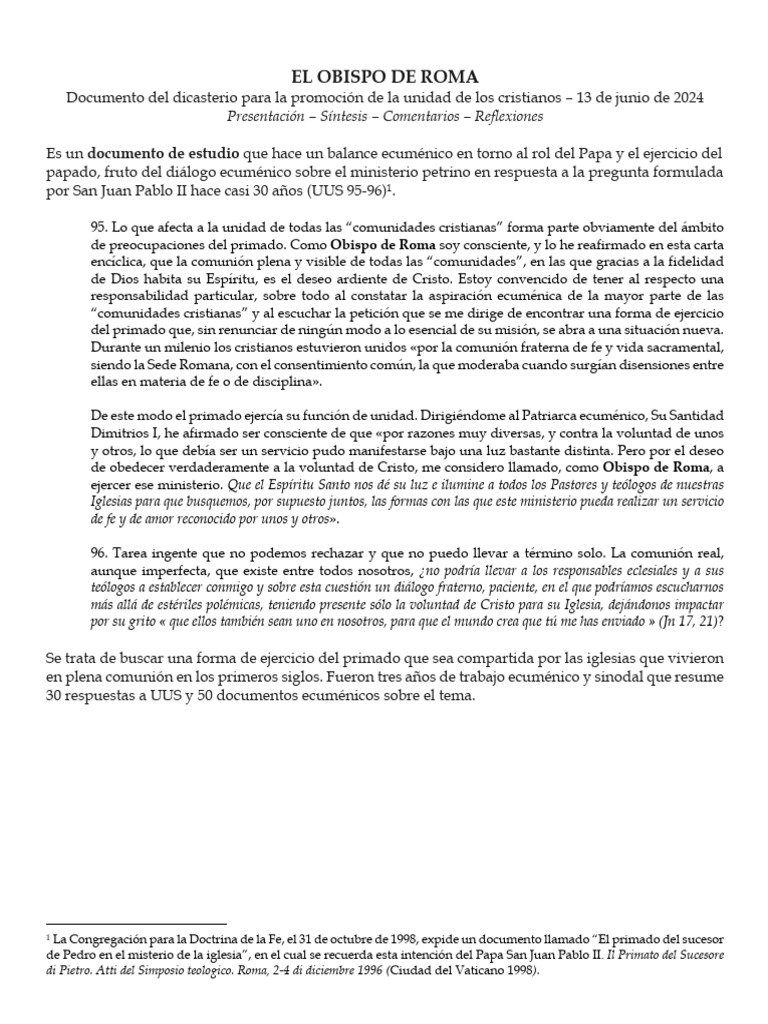 El Obispo de Roma - Iván Preciado Mariscal.18 de Julio de 2024. | PDF ...
