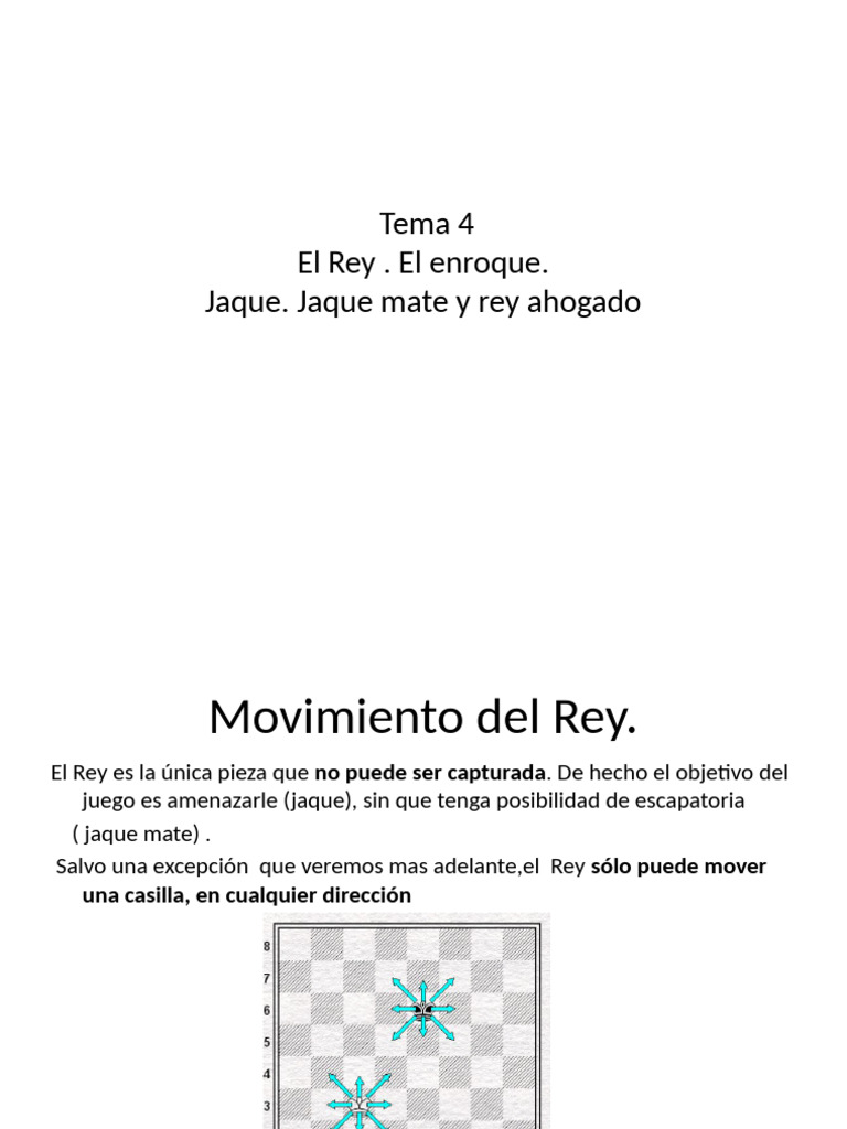 Sesión 4 El Rey.El enroque. | PDF | Ajedrez | Juegos de estrategia ...