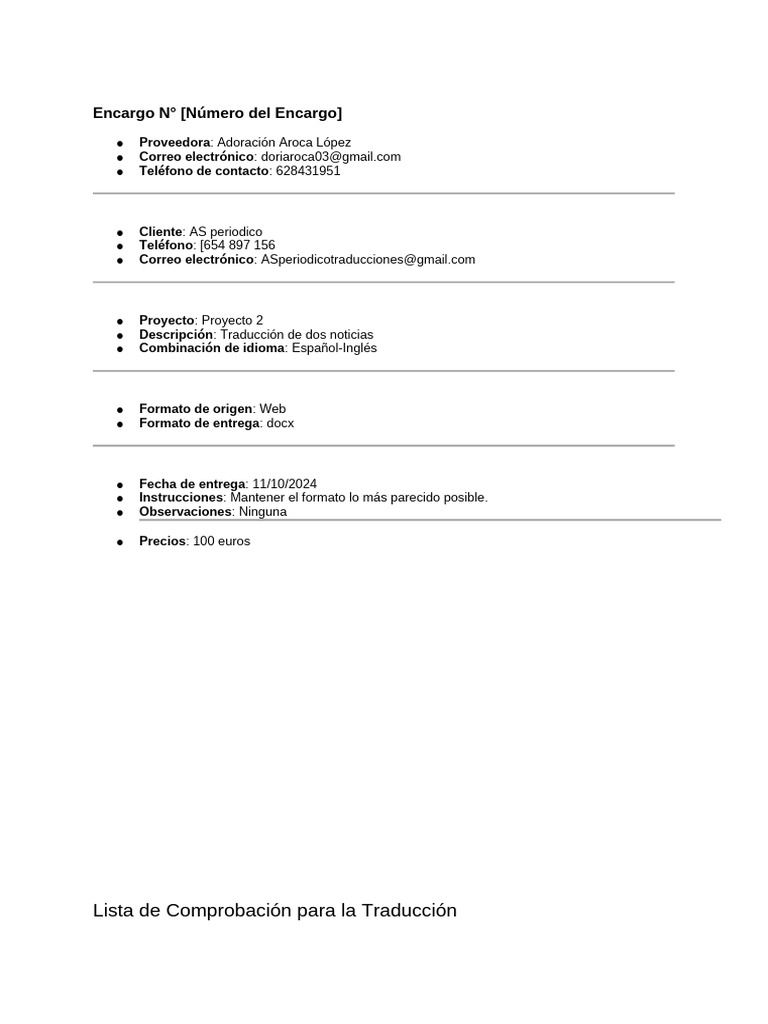 PROYECTO 2 (PIII) (Lista Comprobación) | PDF | Traducciones | Lingüística