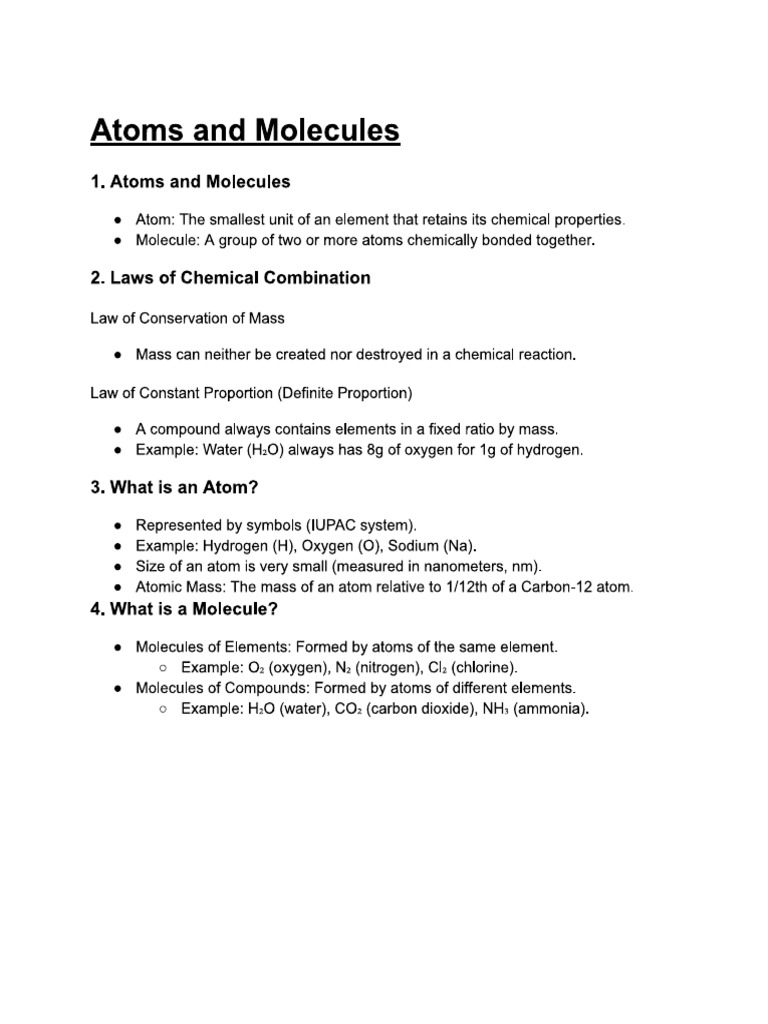 Atoms and Molecules | PDF