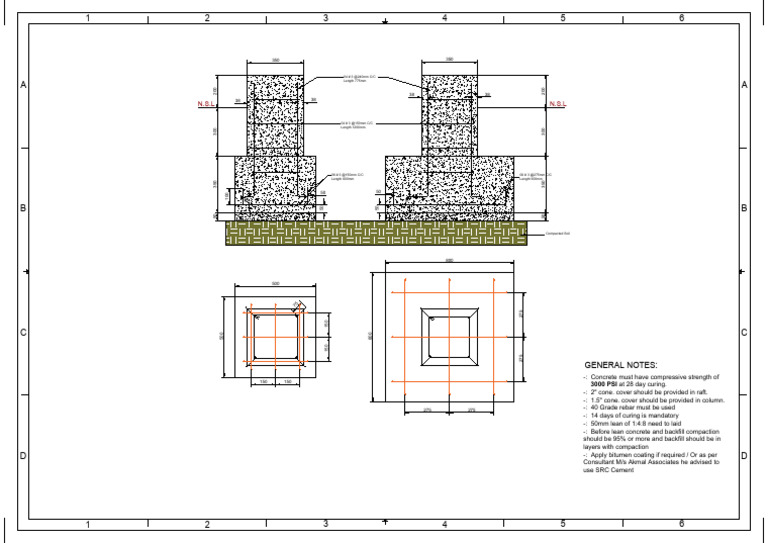 Civil Foundation Design (Front & Back) | PDF | Concrete | Materials
