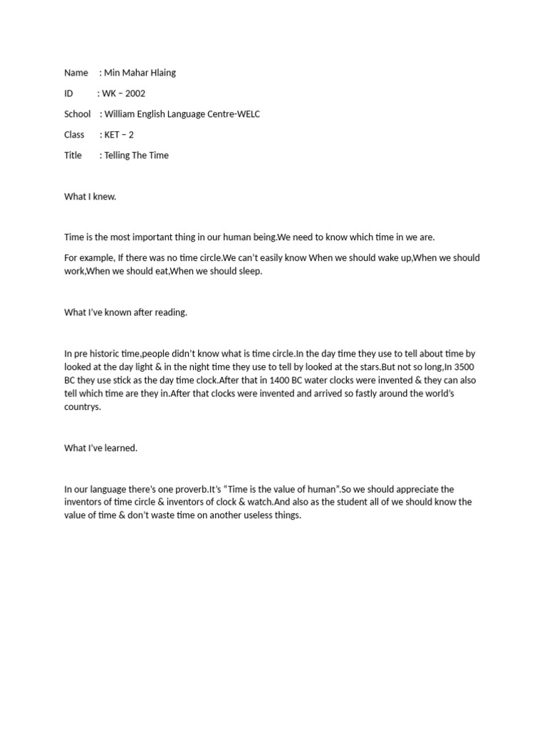 Min Mahar Hlaing JTelling The Time Review | PDF