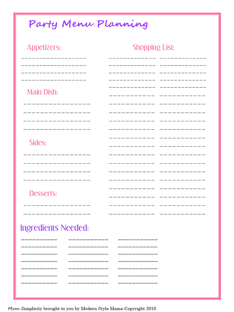 Party Menu Planning PDF | PDF