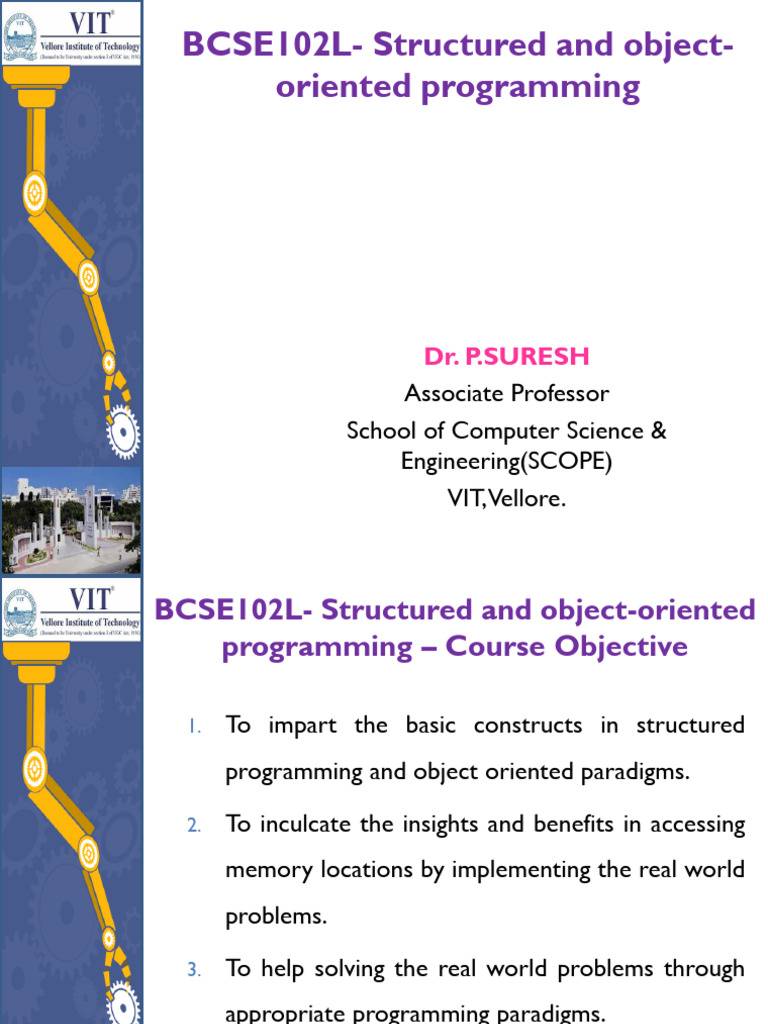 BCSE102L-Structured and Object - Oriented Programming | PDF | Programming | Computer Program