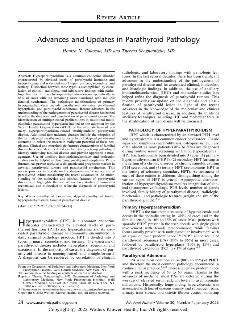 Advances and Updates in Parathyroid Pathology | PDF | Biology ...