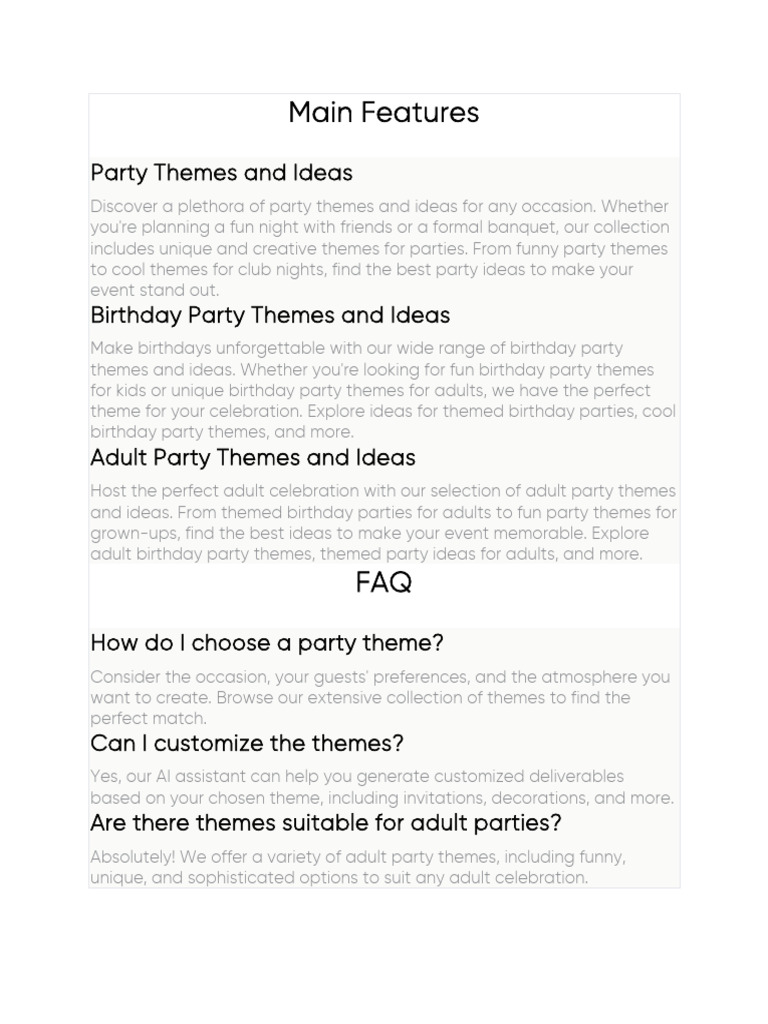 Creative Party Themes and Ideas Guide | PDF
