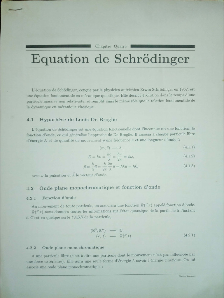 Équations de Schrodinger | PDF