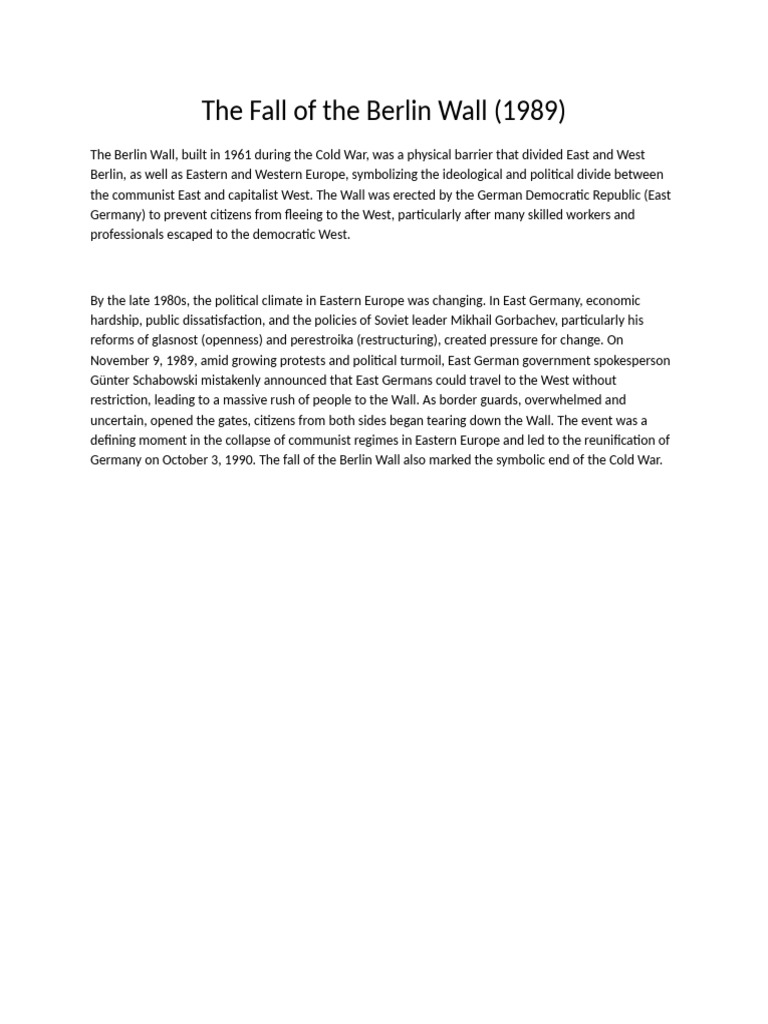 The Fall of The Berlin Wall | PDF