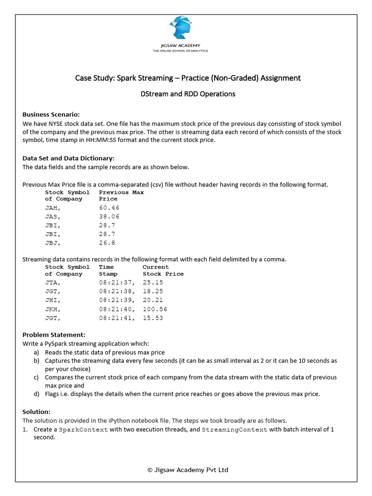 SparkStreaming StockData CaseStudy | PDF | Apache Spark | Software Engineering