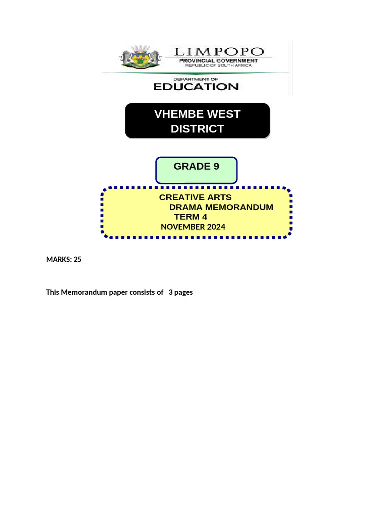 2024 Drama Memorandum Grade 9 | PDF