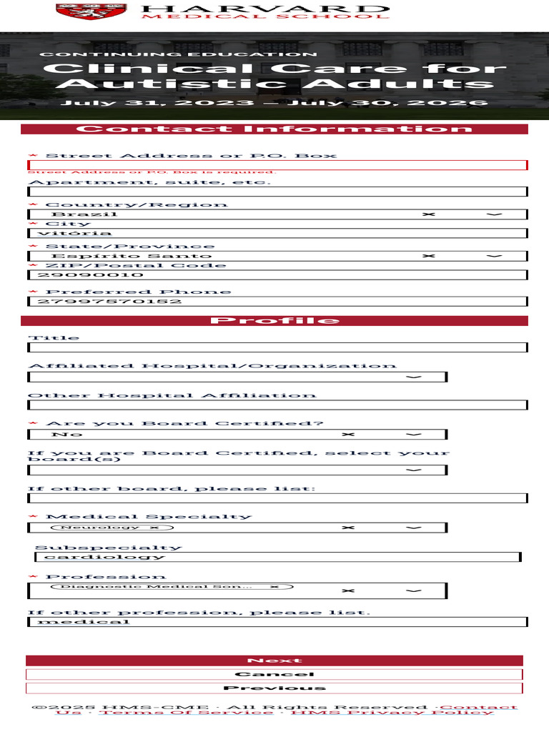 Personal Information - Clinical Care for Autistic Adults 2 | PDF
