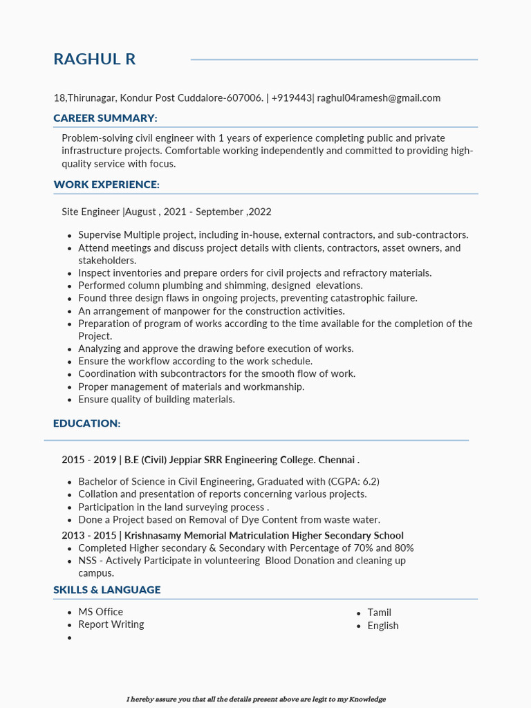 Raghul R - Resume | PDF