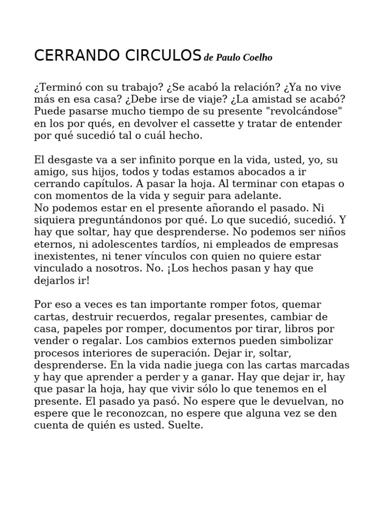 CERRANDO CIRCULOS de Paulo Coelho | PDF