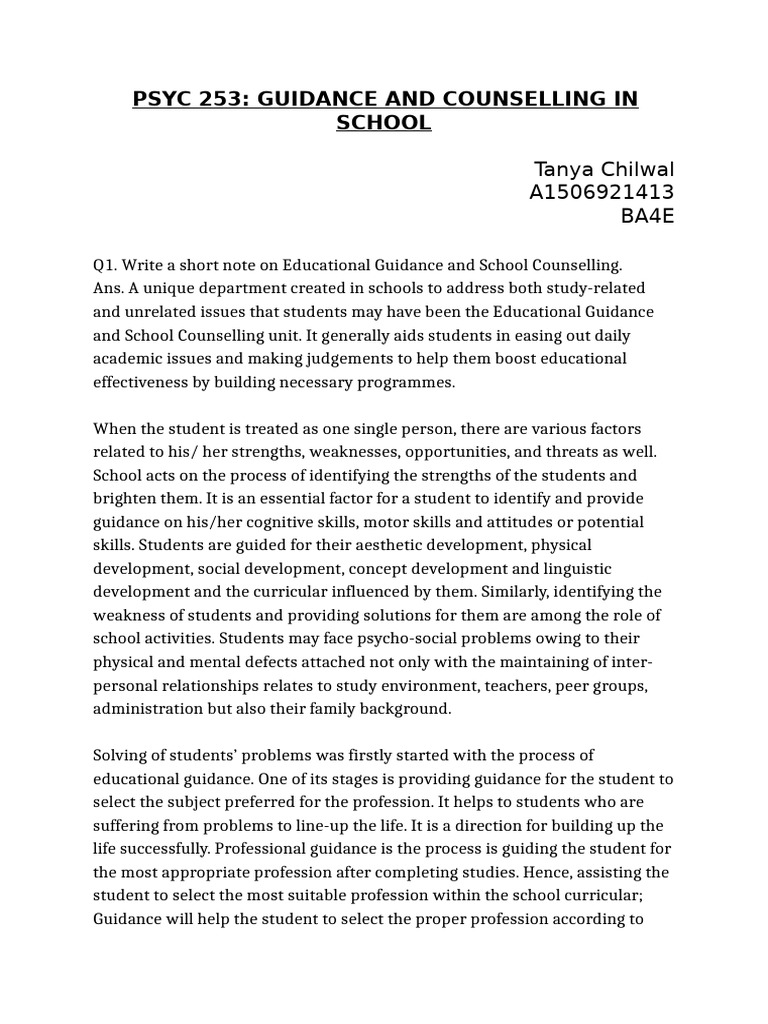 School Guidance and Counseling Overview | PDF | Counseling Psychology ...