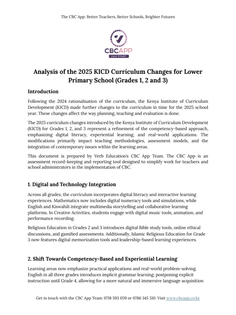 2025 KICD Curriculum Changes Analysis | PDF | Curriculum | Multimedia