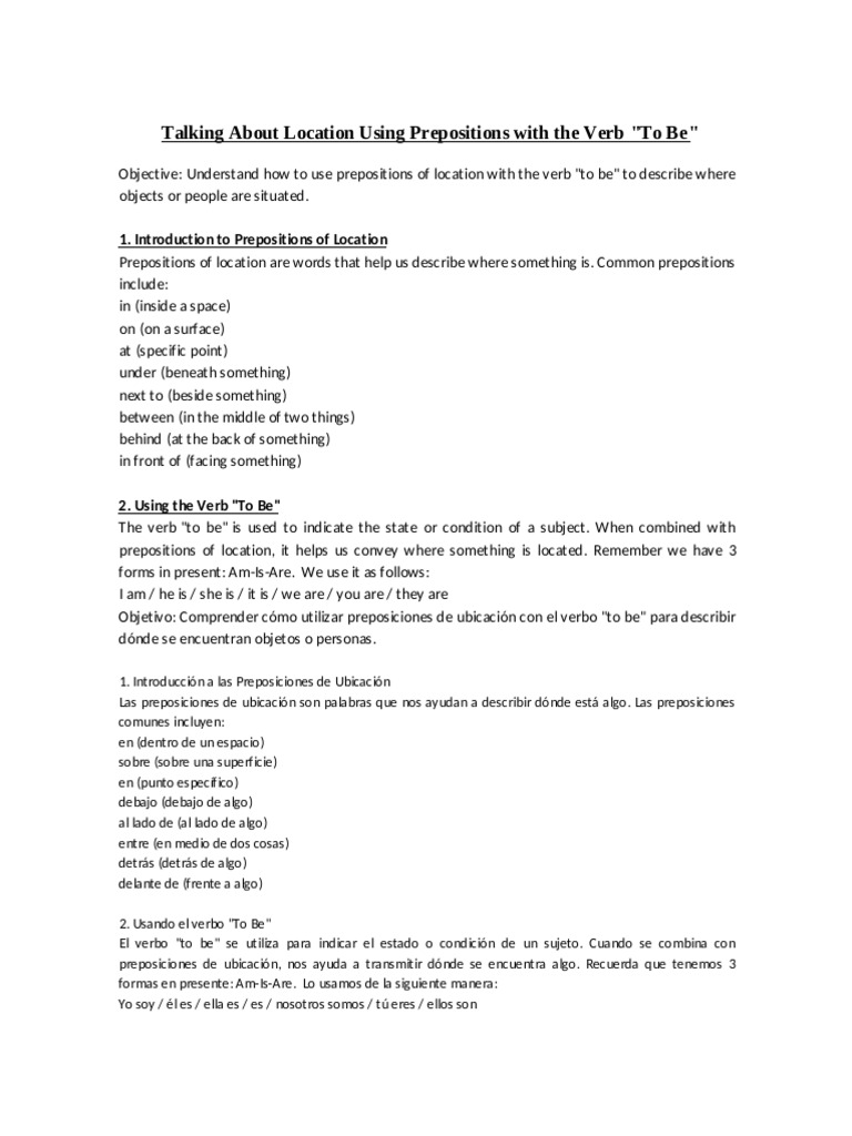 Talking About Location Using Prepositions with the Verb (1).docx | PDF
