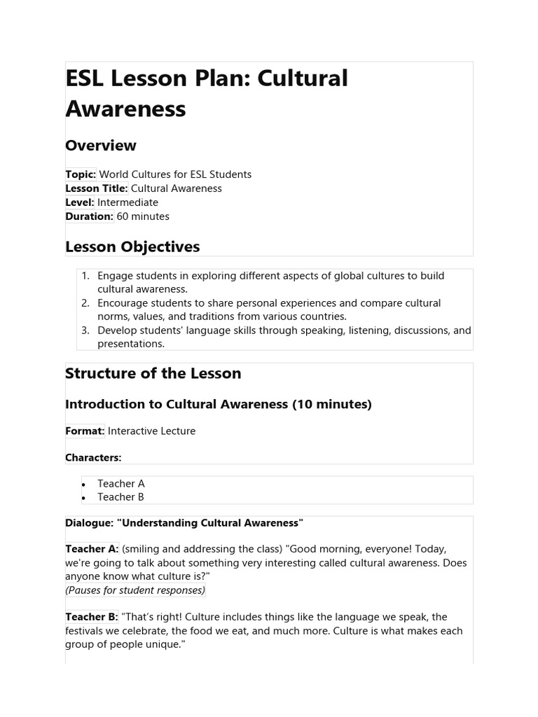 ESL Lesson Plan | PDF | Liberal Arts Education | Communication