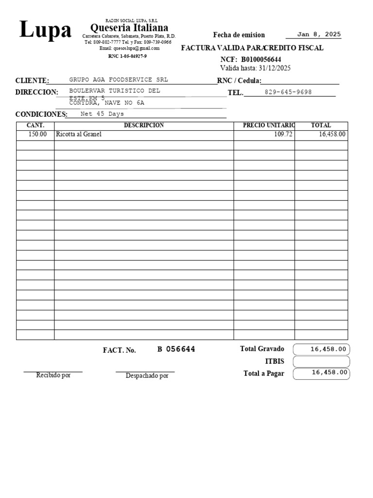 Factura Grupo Aga-1 | PDF