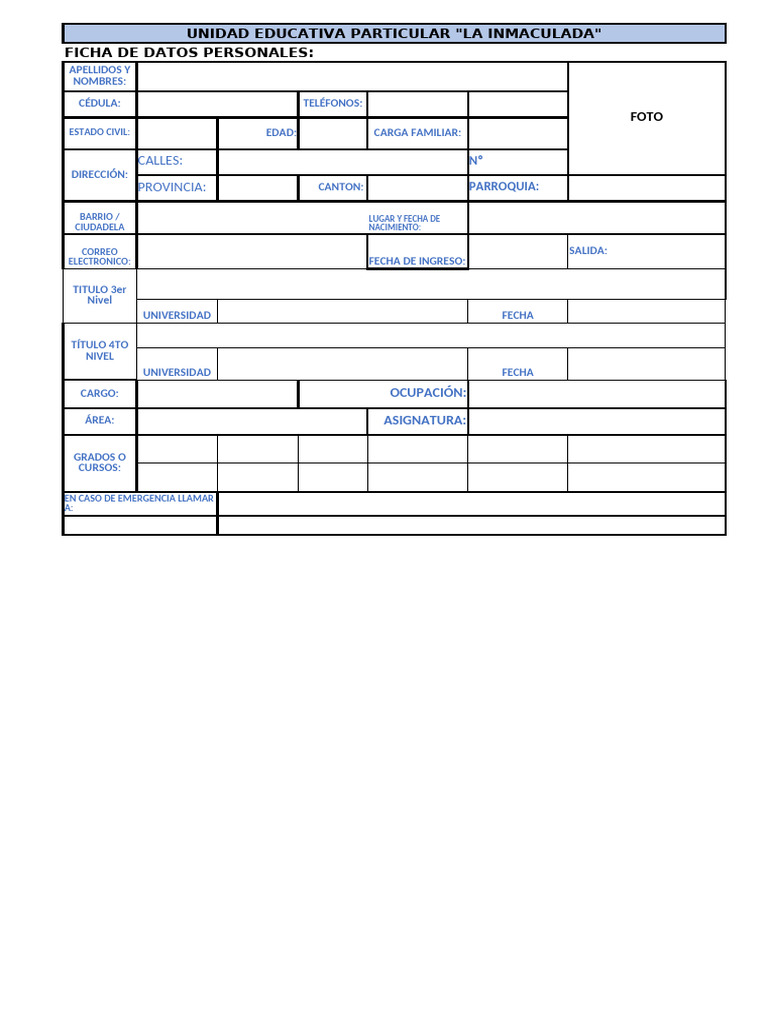Formato de Ficha de Datos Personales 2024 | PDF