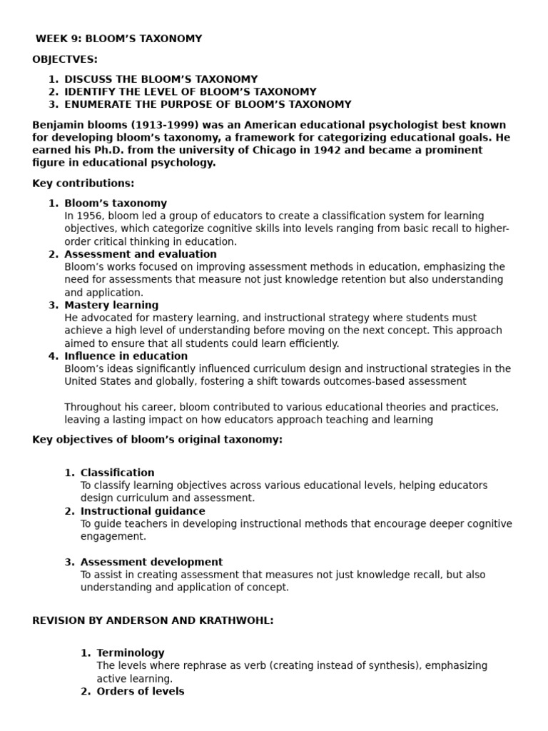 Blooms Taxonomy | PDF | Educational Psychology | Learning