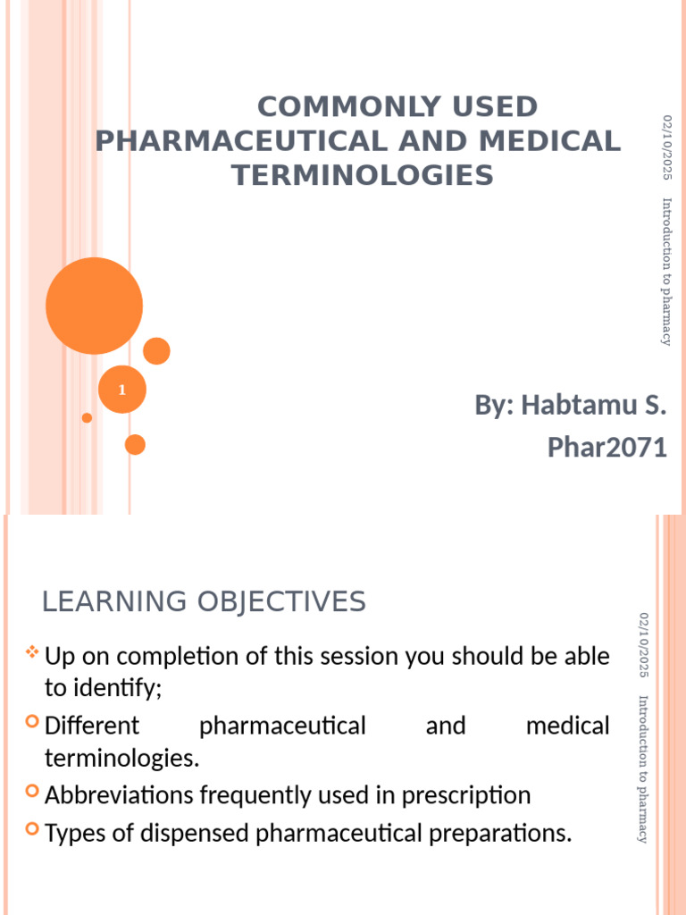 Commonly Used Pharmaceutical and Medical Terminolgies 3 | PDF | Tablet ...