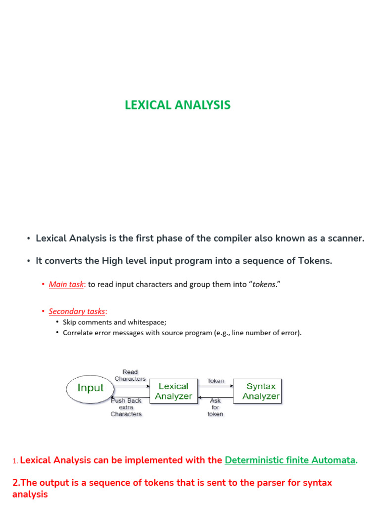 Understanding Lexical Analysis in Compilers | PDF | Computing | Grammar