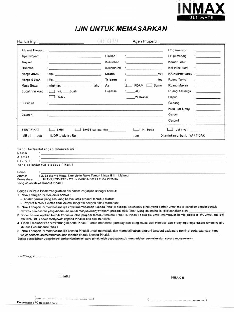 Formulir Izin Untuk Memasarkan | PDF