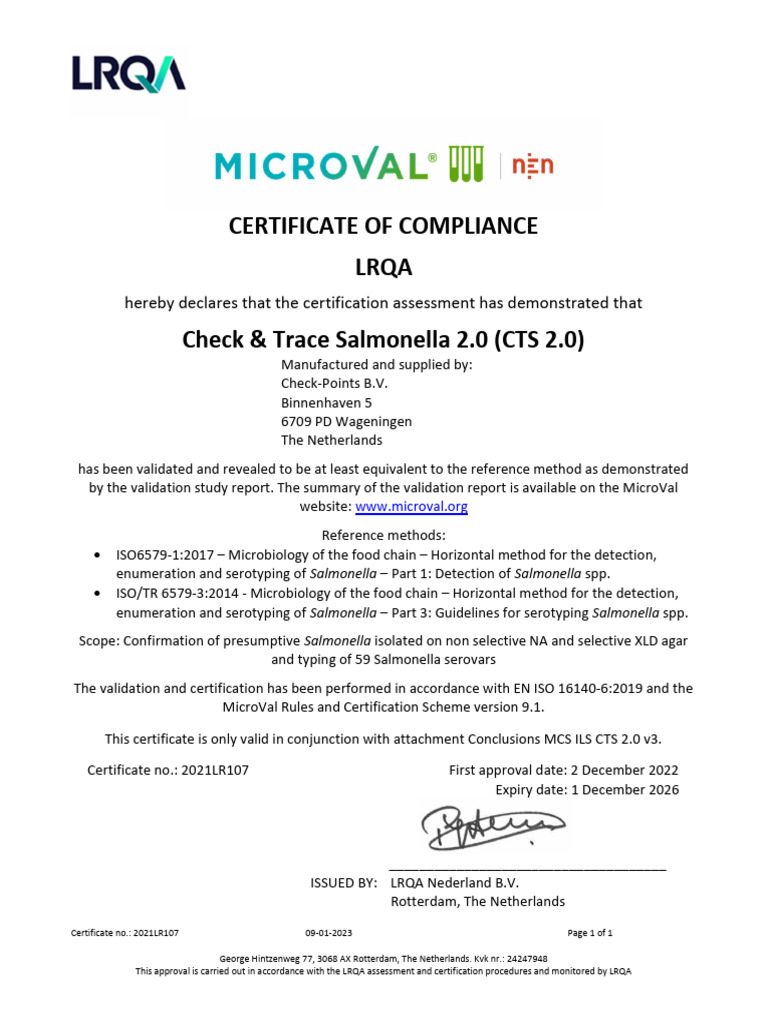 2021LR107 - Check Trace Slamonella 2.0 - Certificate Rev1 With Annex ...