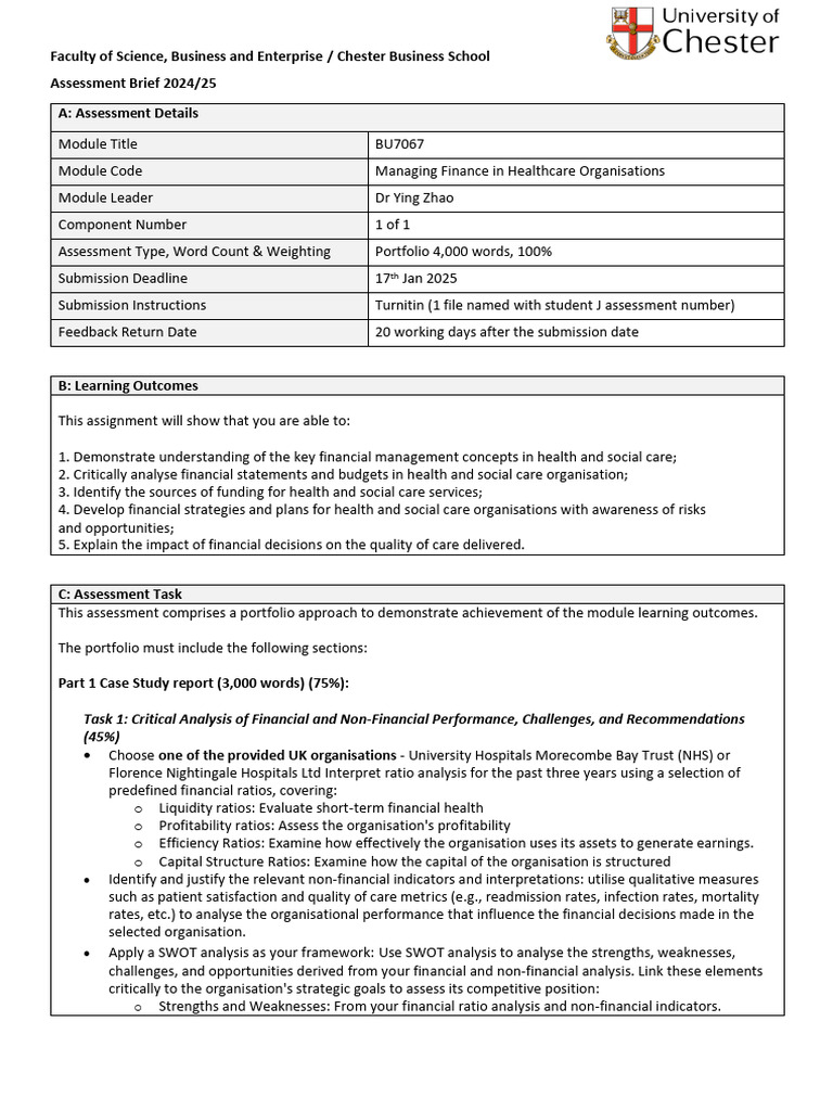 BU7067 Assessment Brief Dec24 | PDF