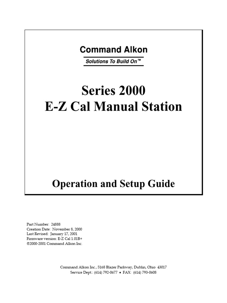 Alkon Series 2000 E-Z Cal Manual Station - Command Alkon | PDF ...