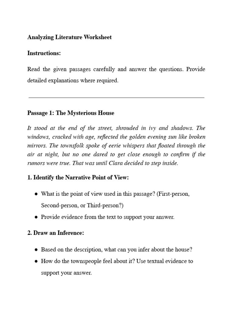 Literature Analysis for Students | PDF