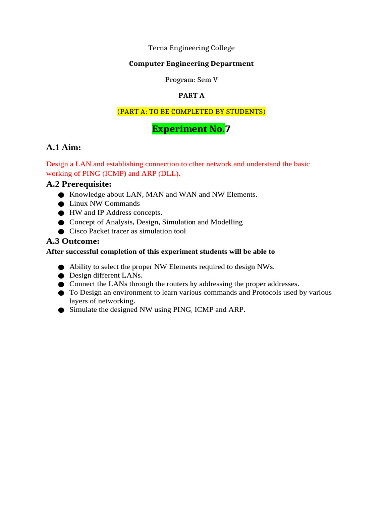 Computer NetWork Experiment 7 | PDF | Computer Network | Internet Protocols
