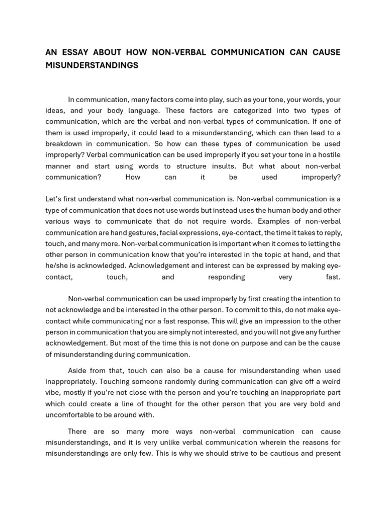 An Essay About How Non-Verbal Communication Can Cause Misund | PDF ...