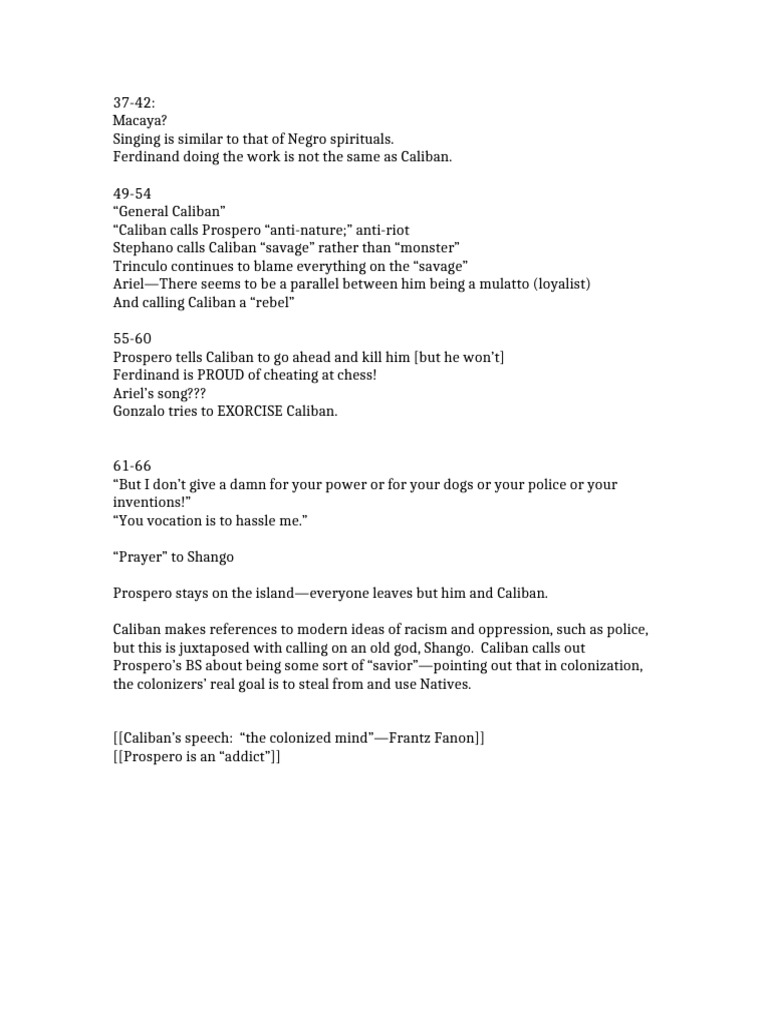 A Tempest close reading notes | PDF | The Tempest