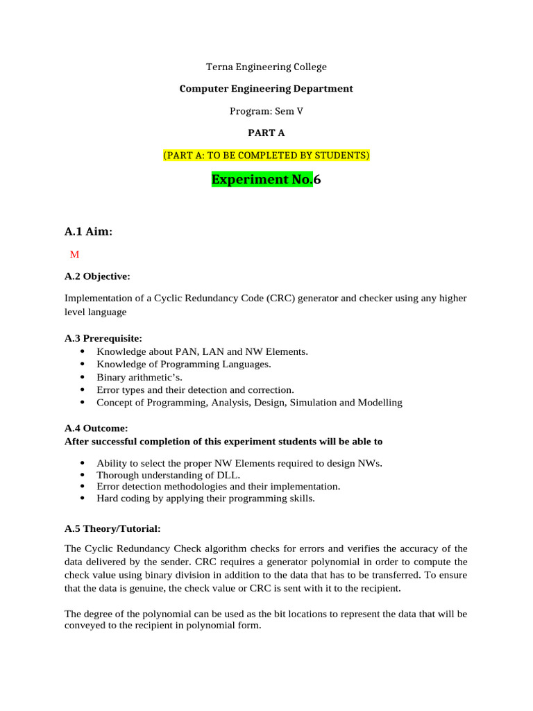 Computer Network Experiment 6 | PDF | Arithmetic | Computer Science