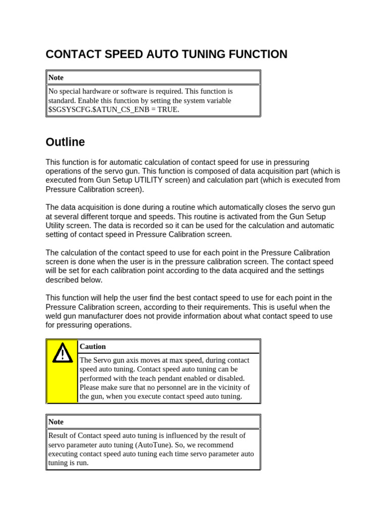 Contact Speed Auto Tuning Function Pdf Calibration Parameter Computer Programming