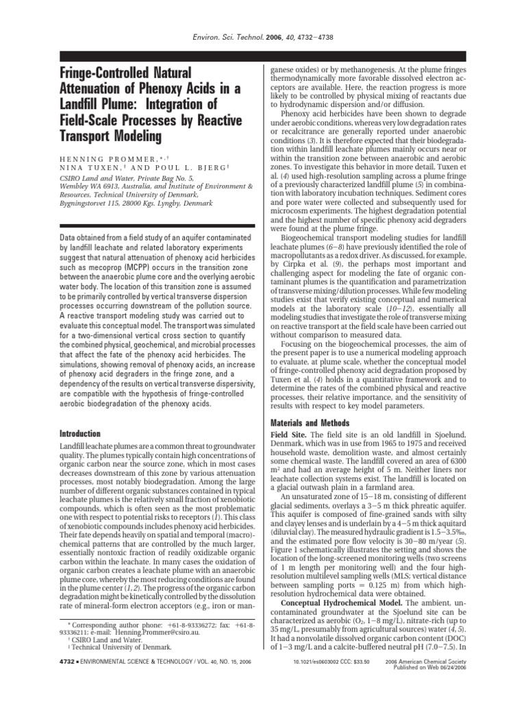 Prommer_2006 | PDF | Nitrate | Redox