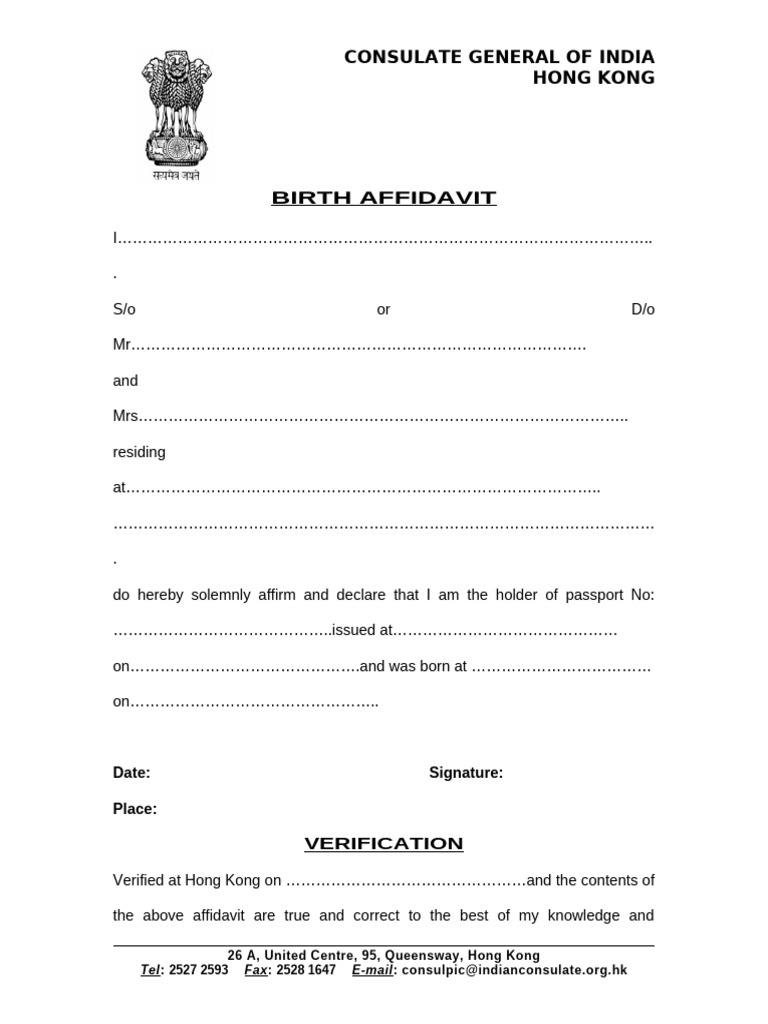 Birth Affidavit | PDF