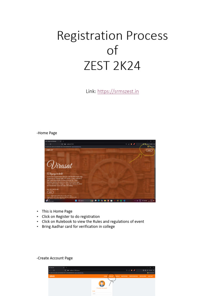 ZEST 2K24 Registration Guide | PDF