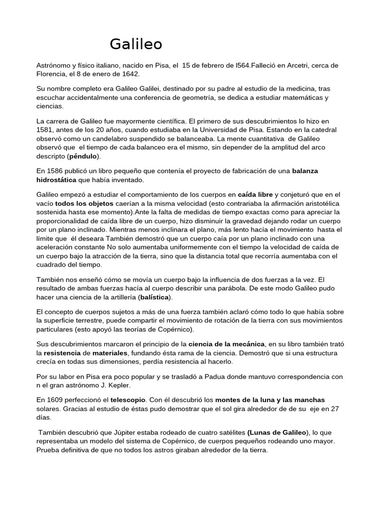Galileo | PDF | Galileo Galilei | Astronomía