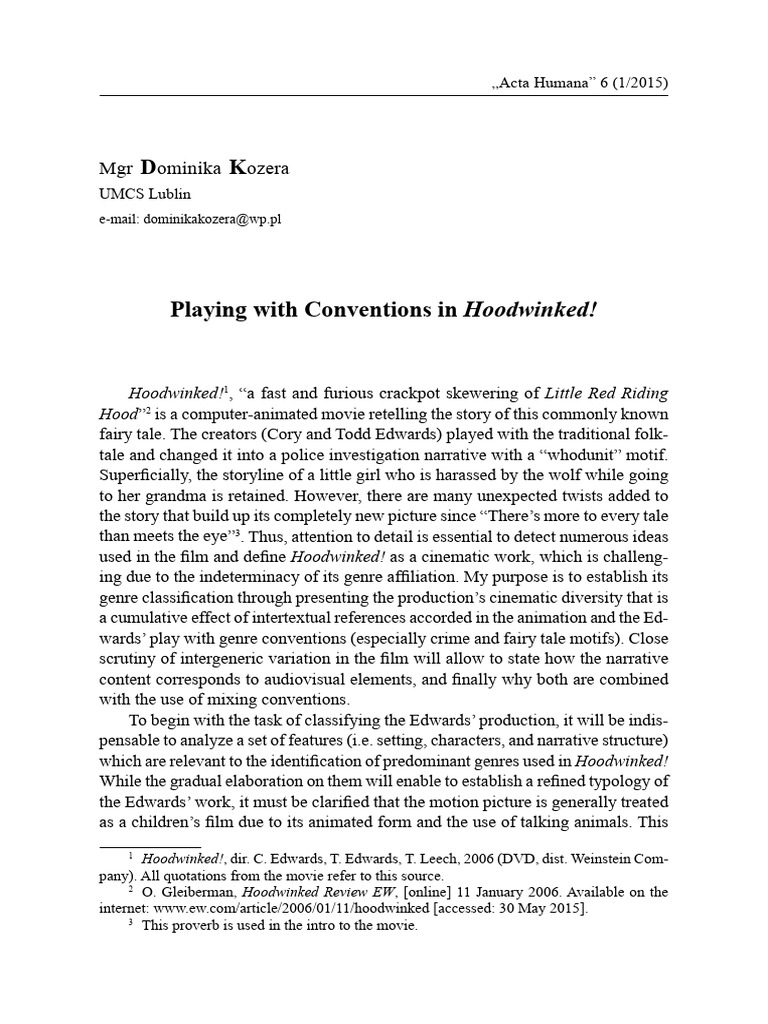 Genre Analysis of Hoodwinked! | PDF | Detective Fiction | Genre