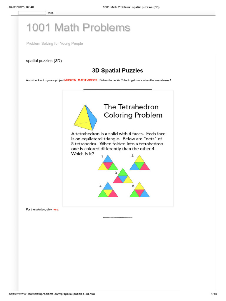 1001 Math Problems_ spatial puzzles (3D) | PDF