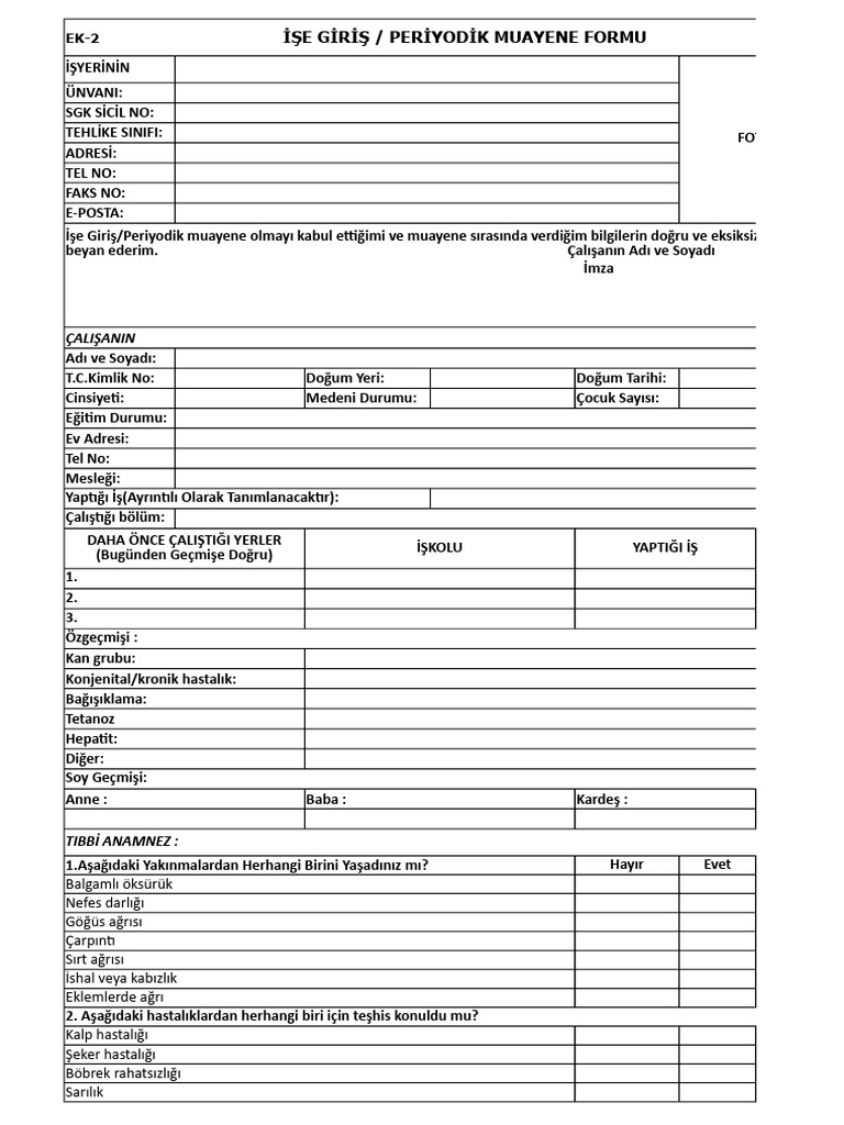 I Şe Gi Ri Ş Peri Yodi K Muayene Formu | PDF