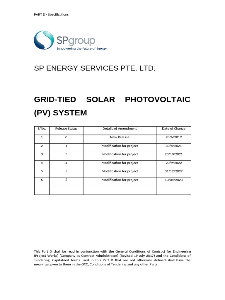 11) Part D - Solar Technical Specification_Rev 6 - SP Template | PDF ...