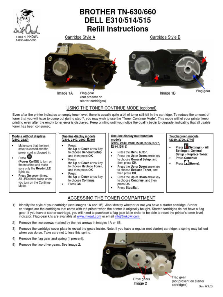 Brother TN-630/660 Toner Refill Guide | PDF | Printer (Computing) | Gear