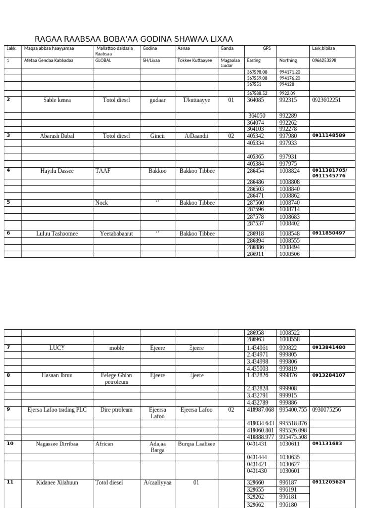 Ragaa Rabsaa Bobaa, Aa Godina Shawaa Lixaa | PDF