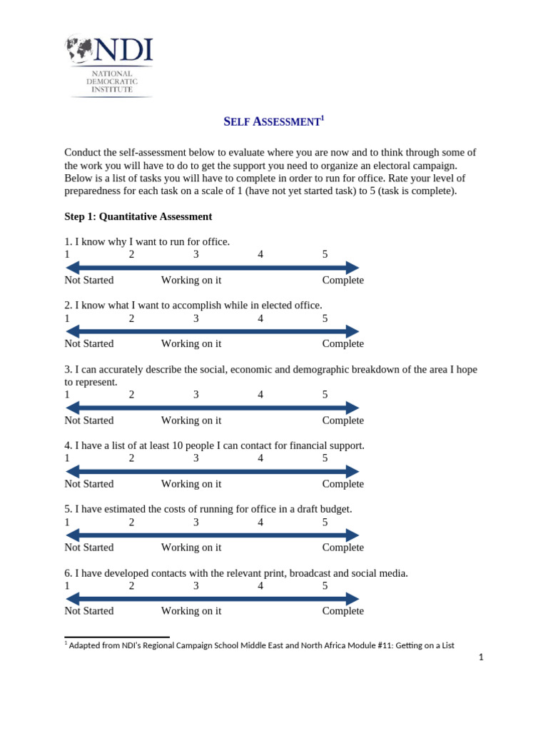 Electoral Campaign Self-Assessment Guide | PDF | Voting | Elections