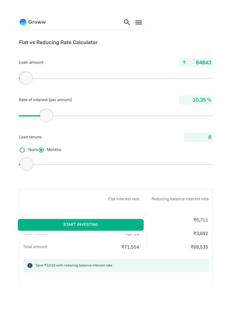 Flat Vs Reducing Rate Interest Calculator | PDF | Interest | Interest Rates